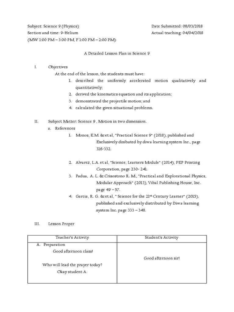 DLP in Projectile Motion Revised | PDF | Physics | Mechanics