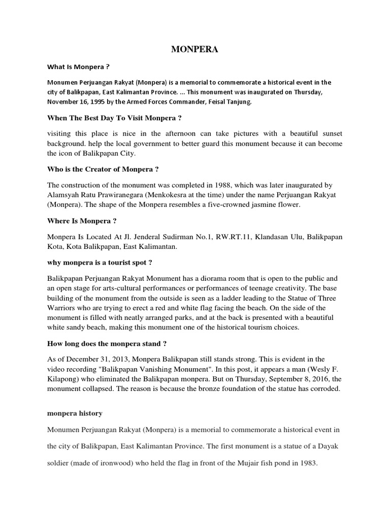 MONPERA | PDF | Tourist Attractions | Memorial