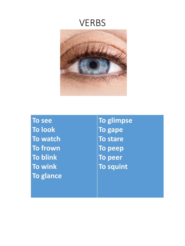 Exploring Visual Perception Verbs: A Classification of Verbs According ...