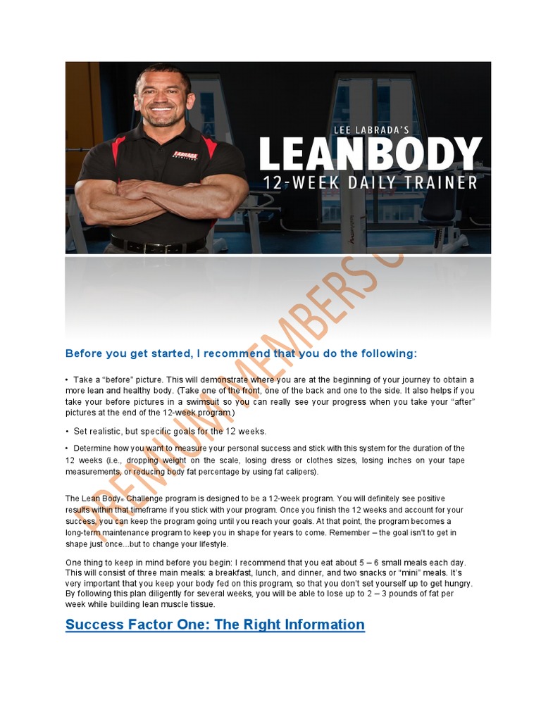 Lee Labrada Lean Body Nutrition | PDF | Carbohydrates | Meal