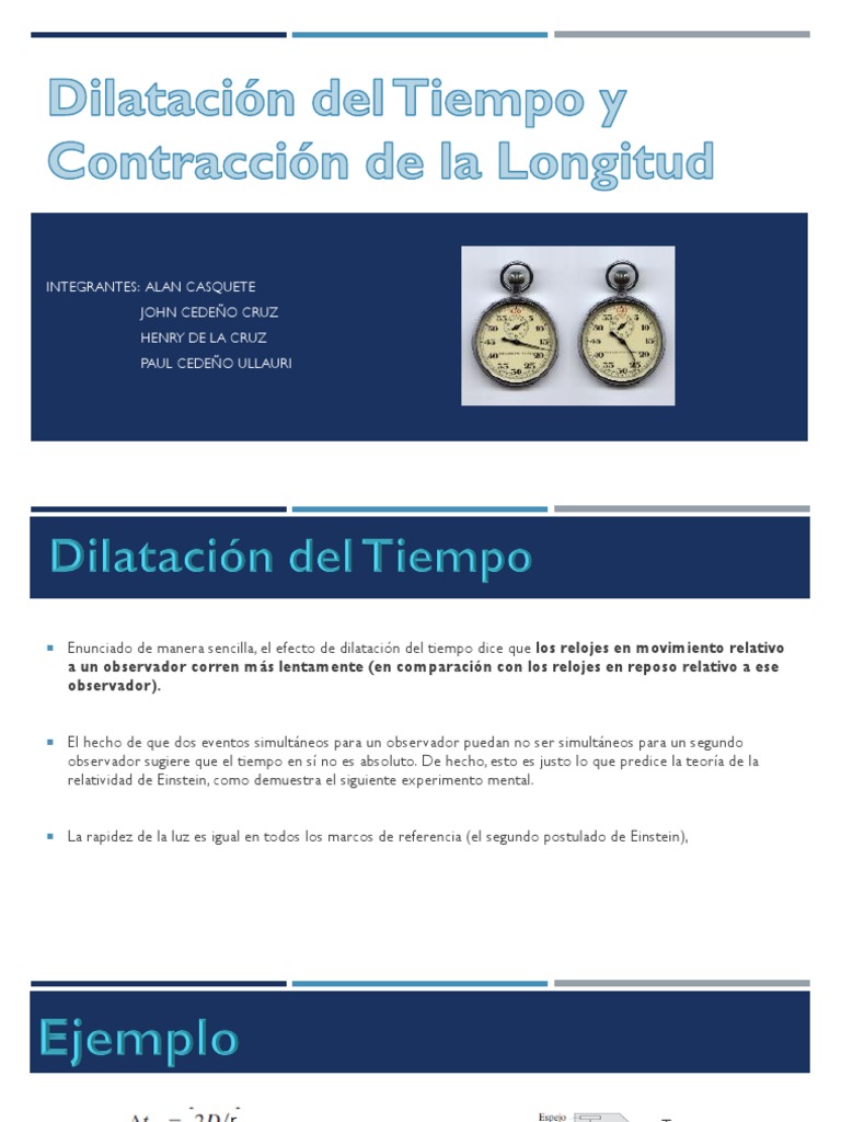 Dilatación del tiempo y contracción de Lorentz en 4 gemelos | PDF ...