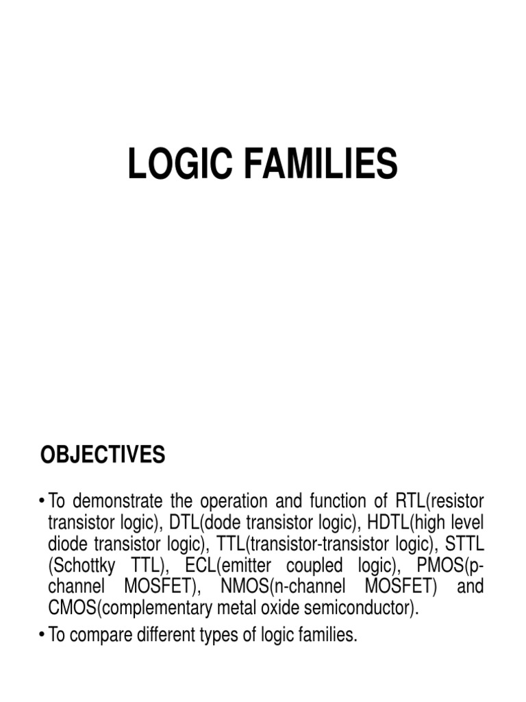 Logic Families Overview & Comparison | PDF
