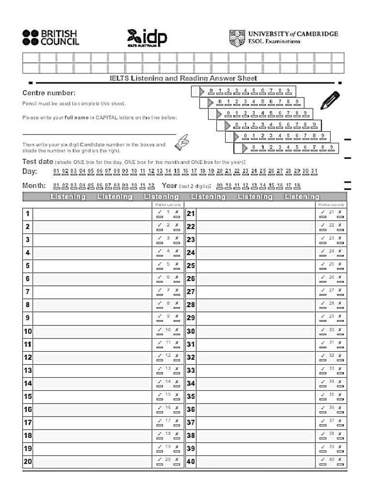IELTS Listening Answer Sheet | PDF