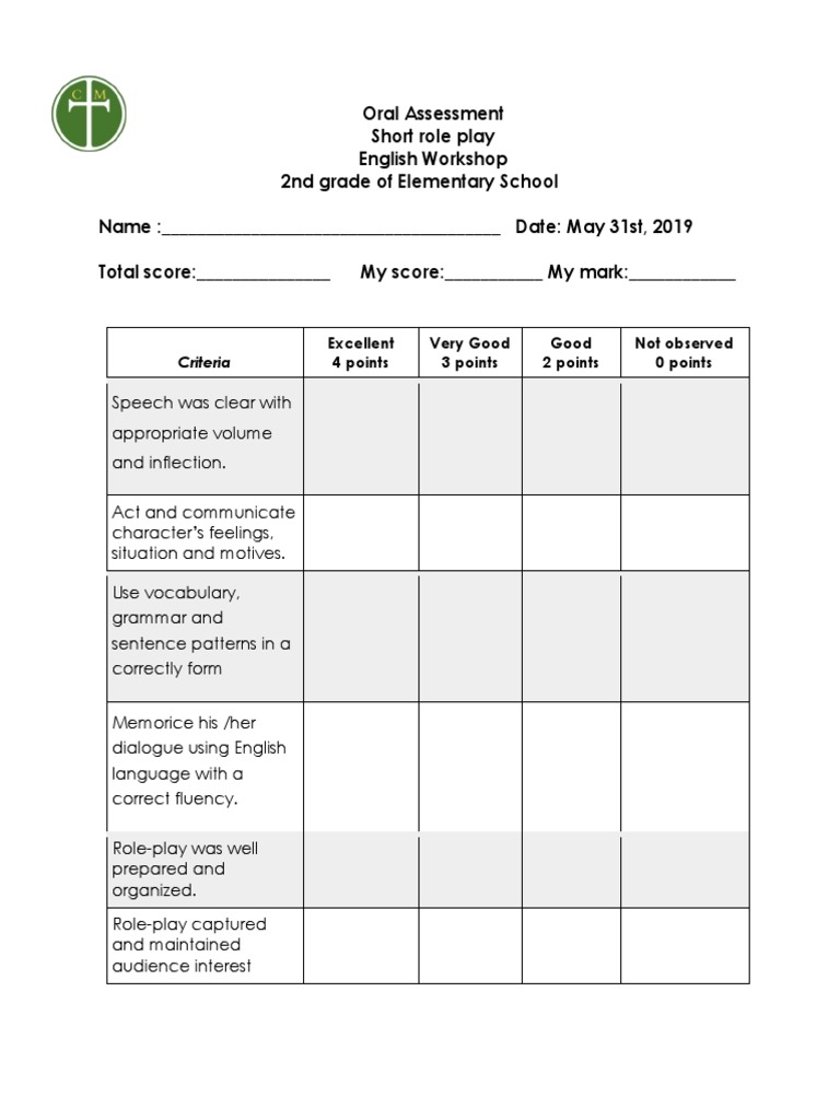 Role Play Assessment Rubric for Students | PDF | Language Arts ...