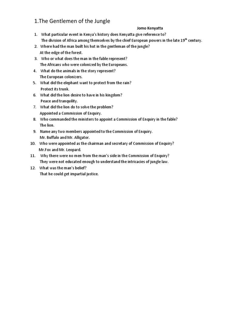 Lesson 1 The Gentlemen of The Jungle 1st Pu Englsih | PDF