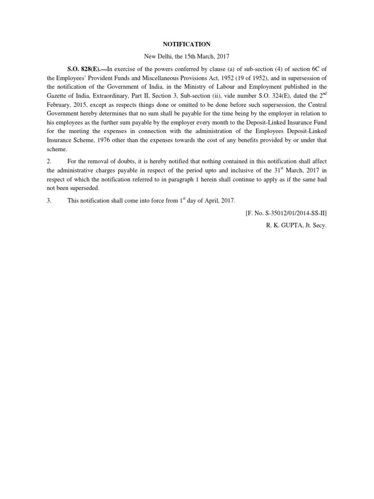 Edli Admin Charges Waived Wef 1 Apr 2017 Goi Notification 15 Mar 2017 ...