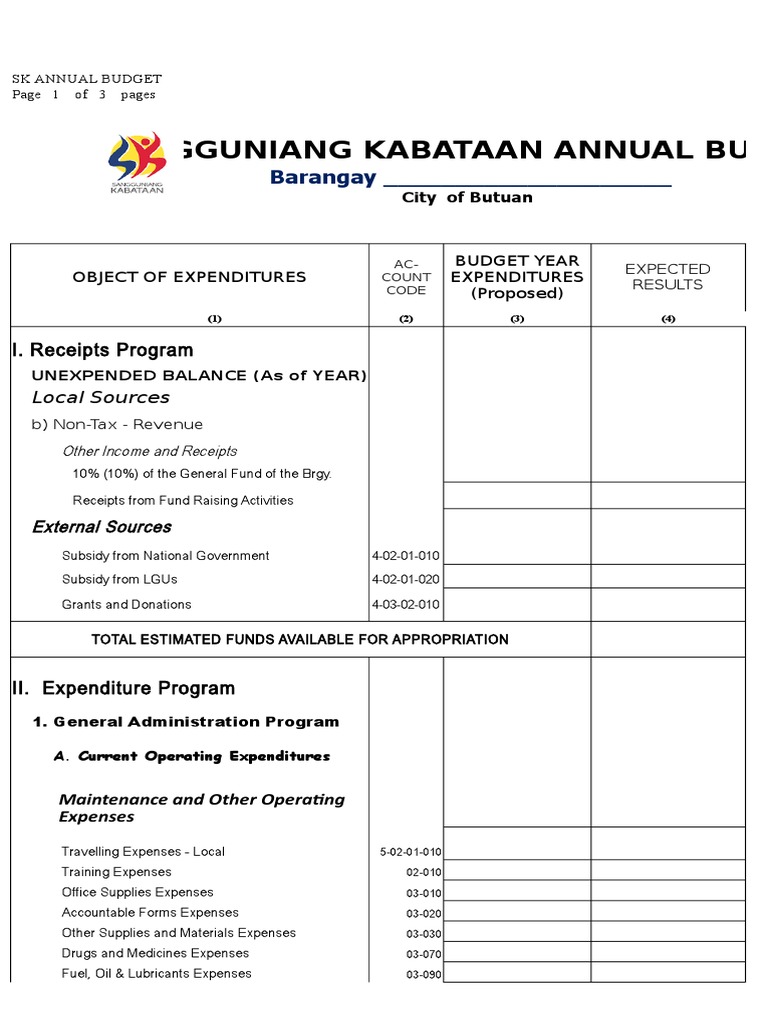 SK Forms - Budget Prep | PDF | Fund Accounting | Expense