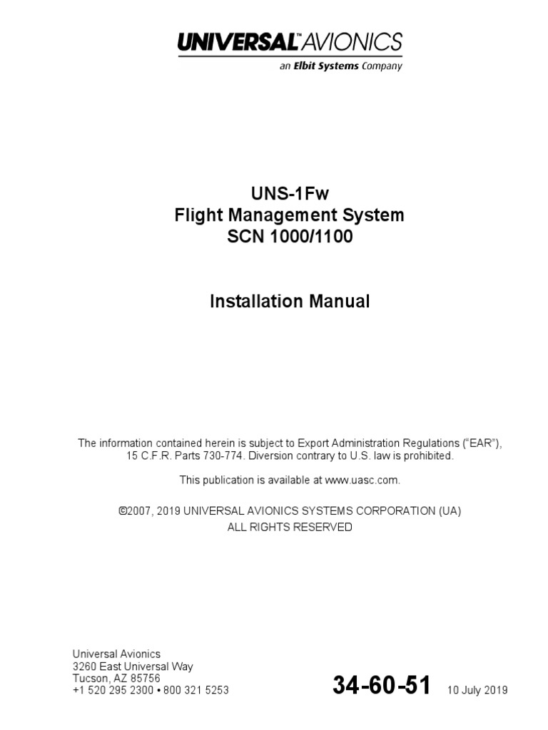 Manual Universal Avionics 1018-2-113 34-60-51 - Uns 1fw | PDF ...