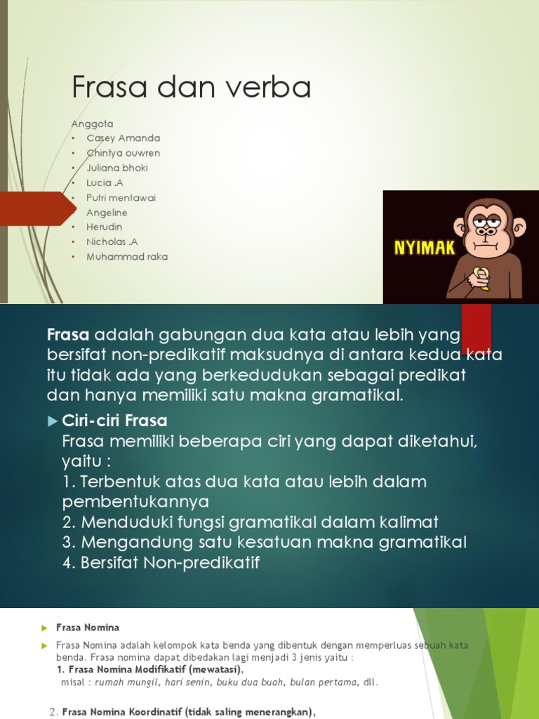 Ciri dan Jenis Frasa serta Verba | PDF