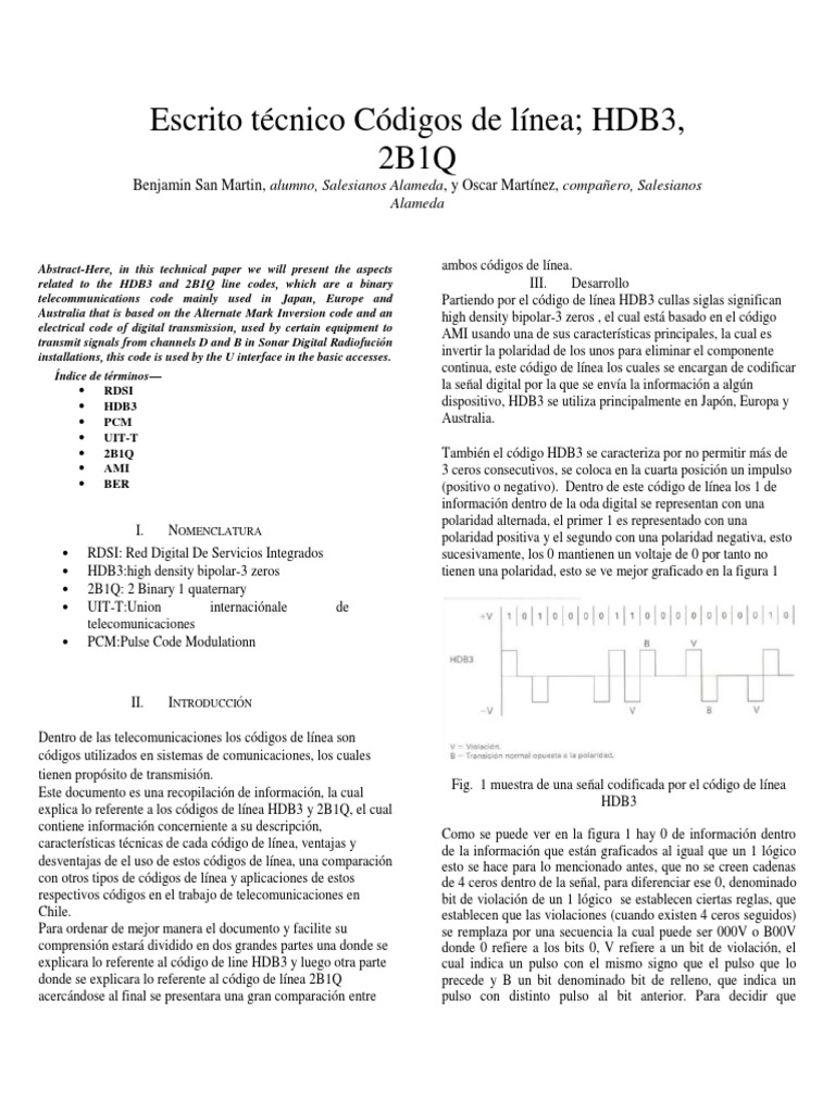 El Paper de HDB3 y 2B1Q | PDF | Transmisión de datos | Telecomunicaciones