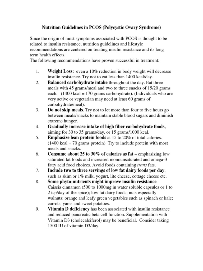 Nutrition Guidelines in Pcos p1 PDF | PDF | Cereals | Polycystic Ovary ...