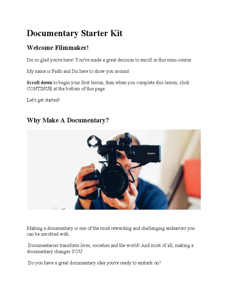 Documentary Starter Kit | PDF | Filmmaking | Documentary Film