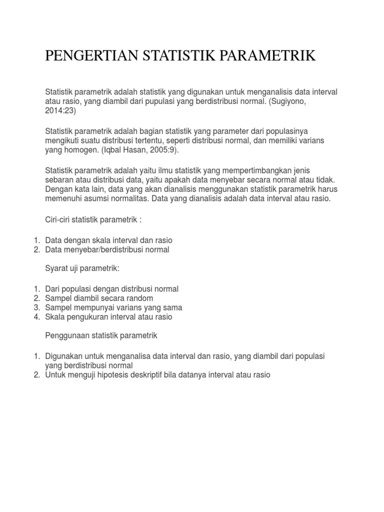 Pengertian Statistik Parametrik | PDF