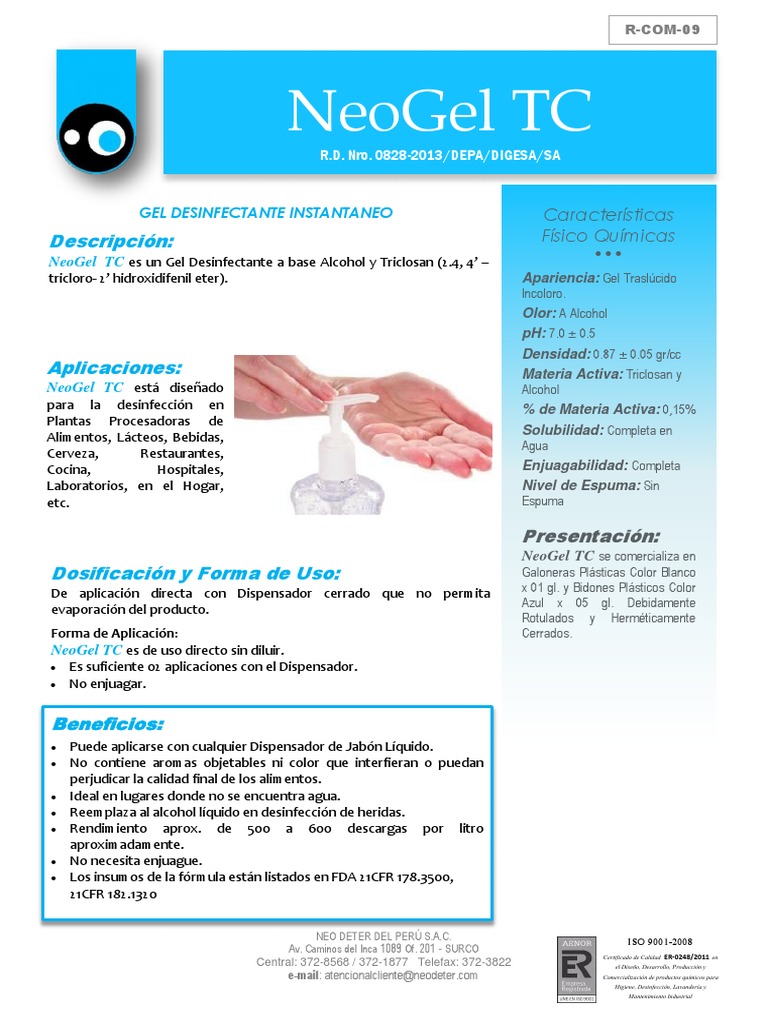 Ficha Tecnica Neogel TC | PDF | Ciencias fisicas | Sustancias químicas