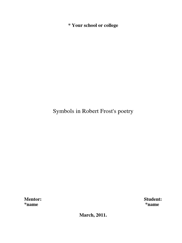 Symbolism in Robert Frost's Poetry | PDF | Poetry | Landscape