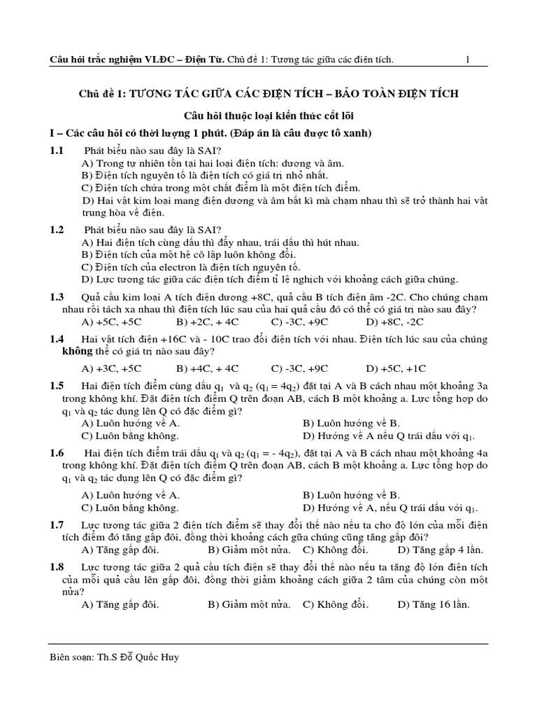 (123doc) Cau Hoi Trac Nghiem Vat Ly Dai Cuong | PDF