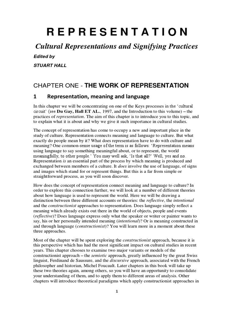 Stuart Hall - The Work of Representation | PDF | Representation (Arts ...