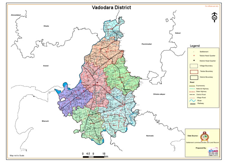 Map of Vadodara District showing key towns and villages | PDF