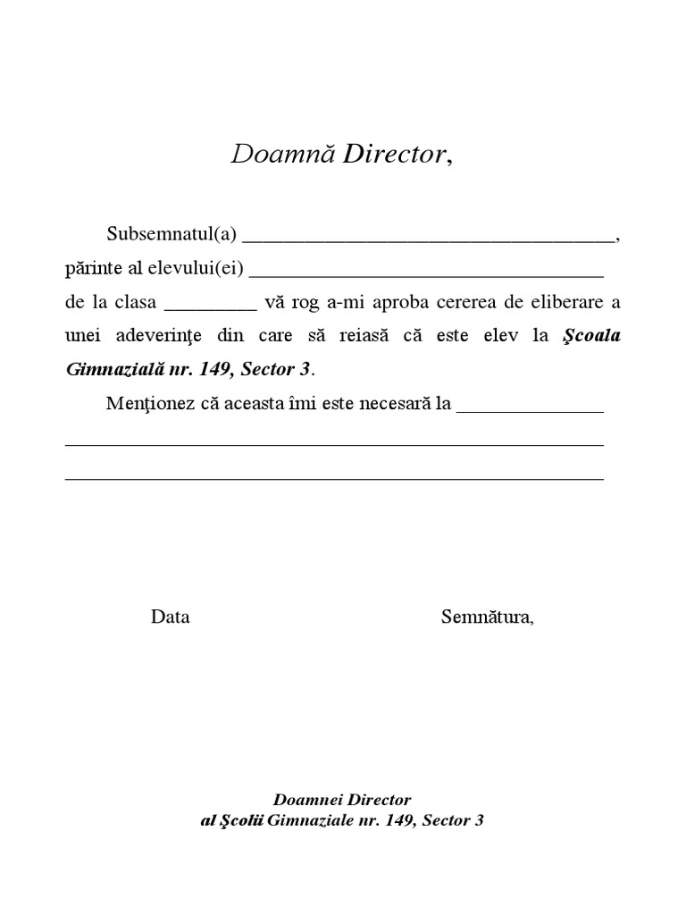 Cerere Eliberare Adeverinta de Elev PDF | PDF