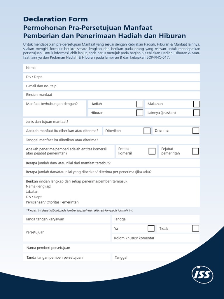 Declaration Form Pemberian Dan Penerimaan Hadiah & Hiburan-Rev01 PDF | PDF