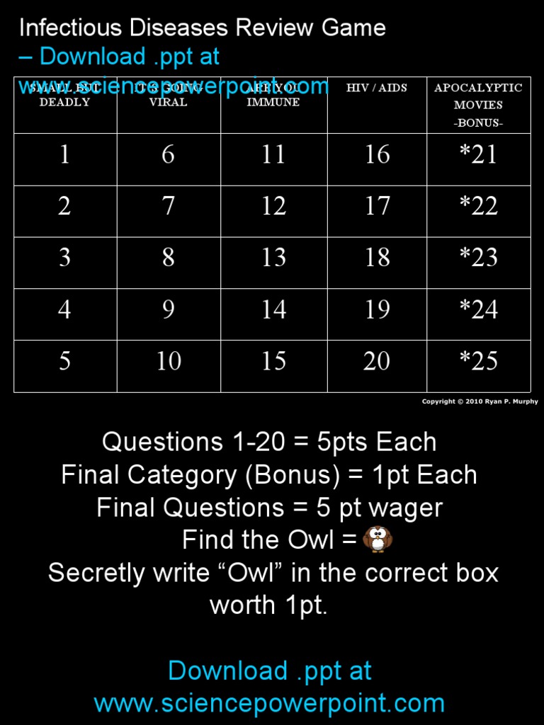 Diseases Quiz Game With Answers For Educators - Download Powerpoint and ...