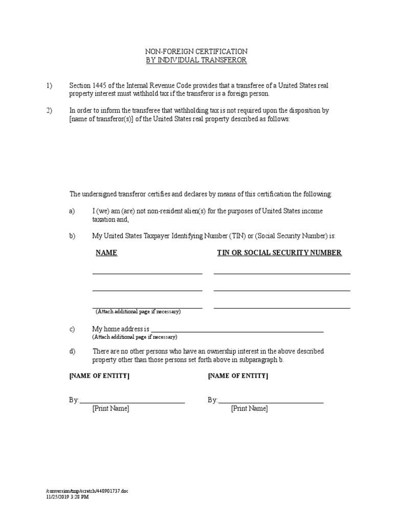 FIRPTA Affidavit | PDF