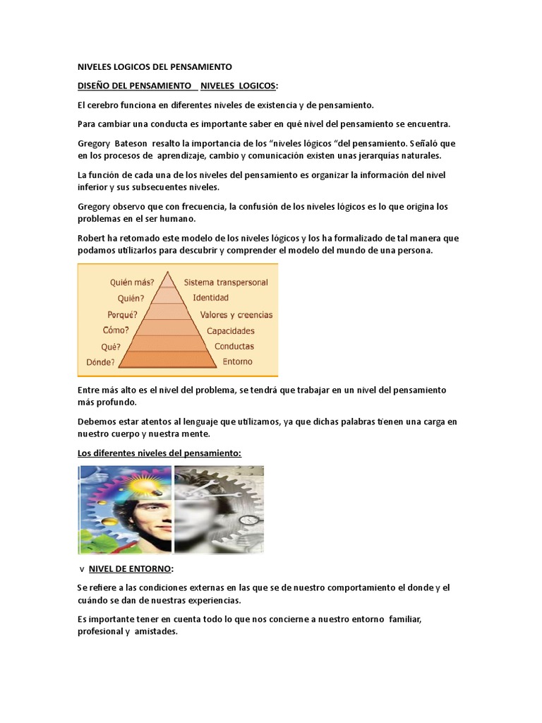Niveles Logicos Del Pensamiento | PDF | Comportamiento | Aprendizaje Niveles Logicos Del Pensamiento | PDF | Comportamiento | Aprendizaje