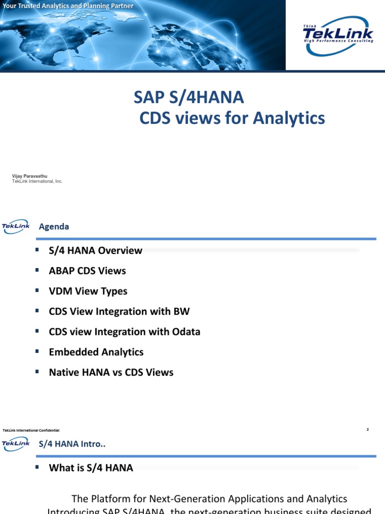 SAP S4HANA - CDS Views For Analytics | PDF | Sap Se | Analytics