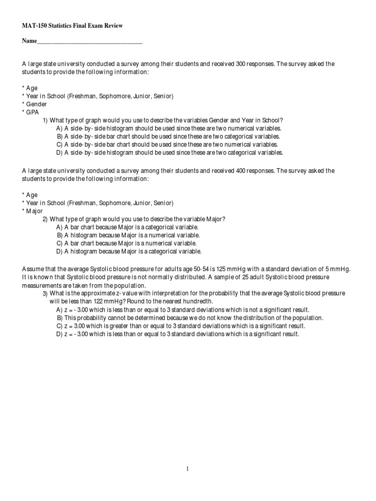 Statistics Final Exam Review Guide | PDF | P Value | Statistical ...