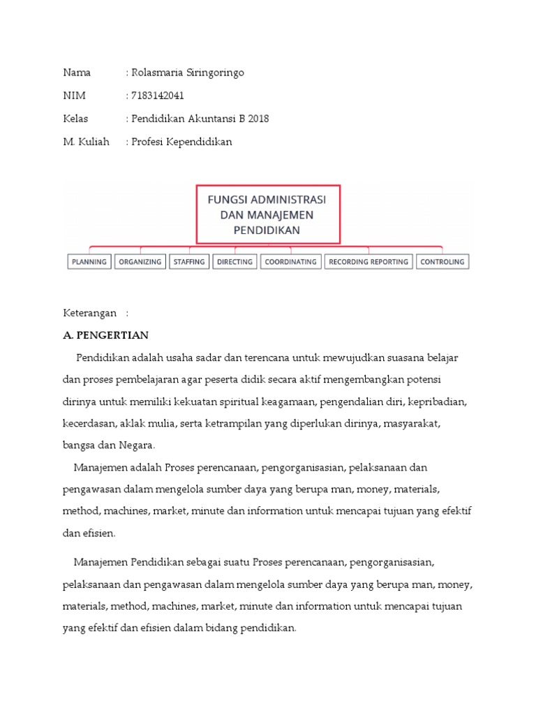Mind Map Fungsi Administrasi Dan Manajemen Pendidikan Rolasmaria Siringoringo | PDF