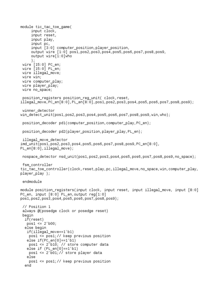 Tic Tac Toe Verilog | PDF | Parameter (Computer Programming) | Computer Engineering