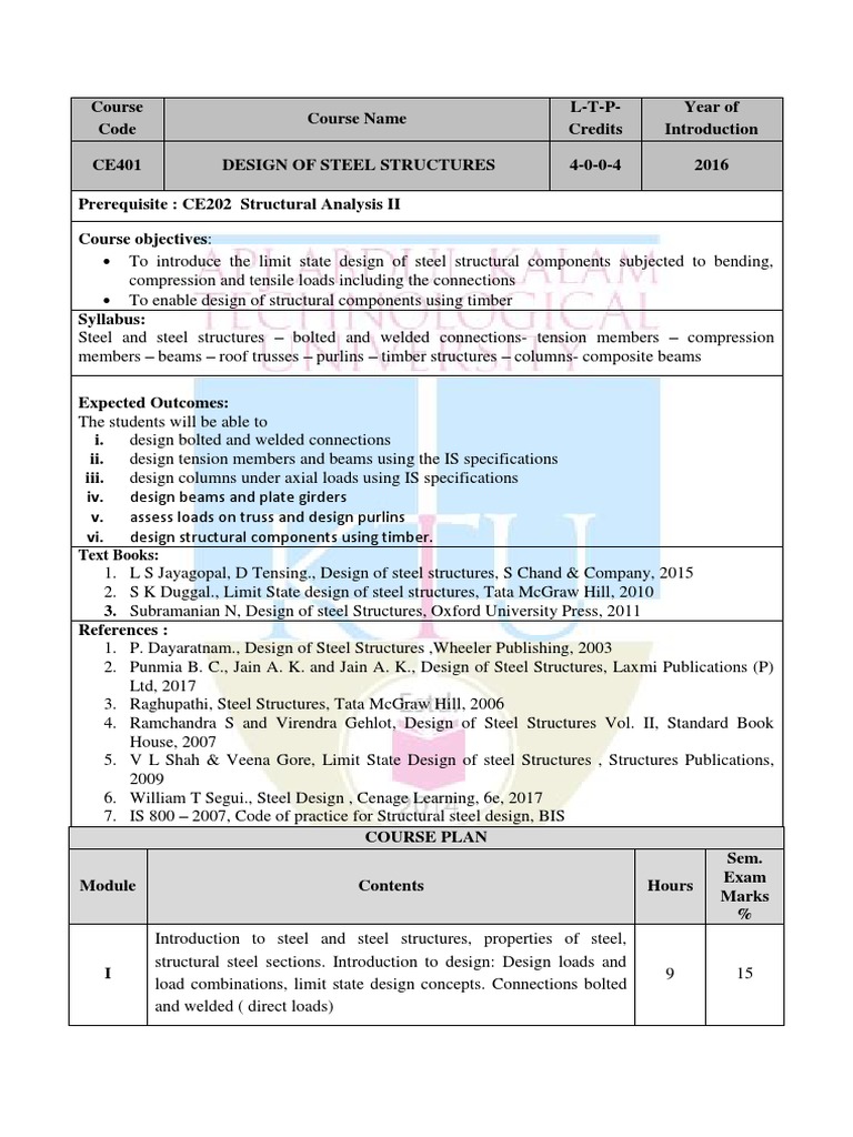 Steel Structure Design Course | PDF | Beam (Structure) | Civil Engineering