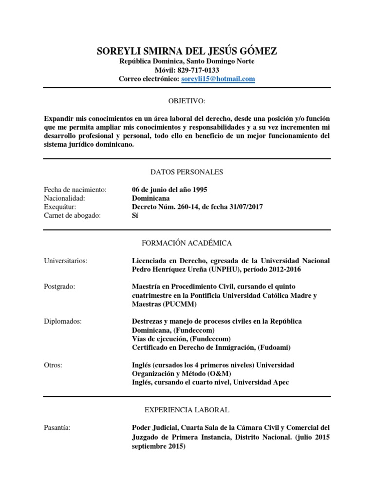 Curriculum Vitae-Soreyli Del Jesús | PDF | República Dominicana ...