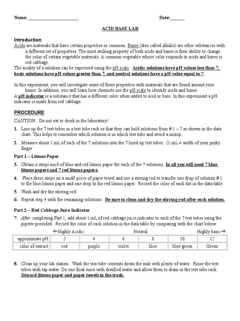 Acid Base Lab | PDF | Ph | Acid