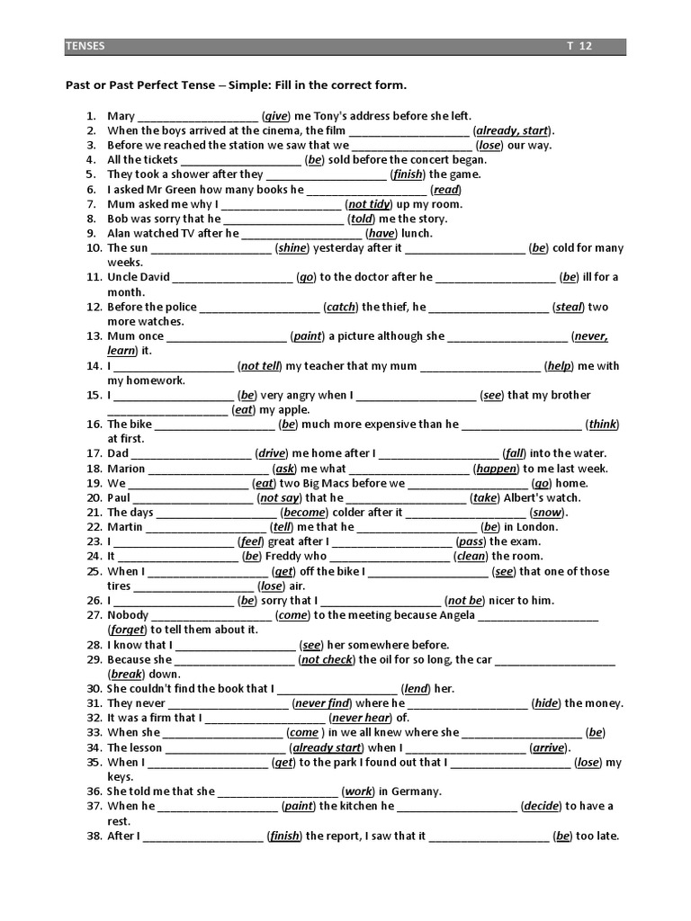 Past Simple and Past Perfect | PDF