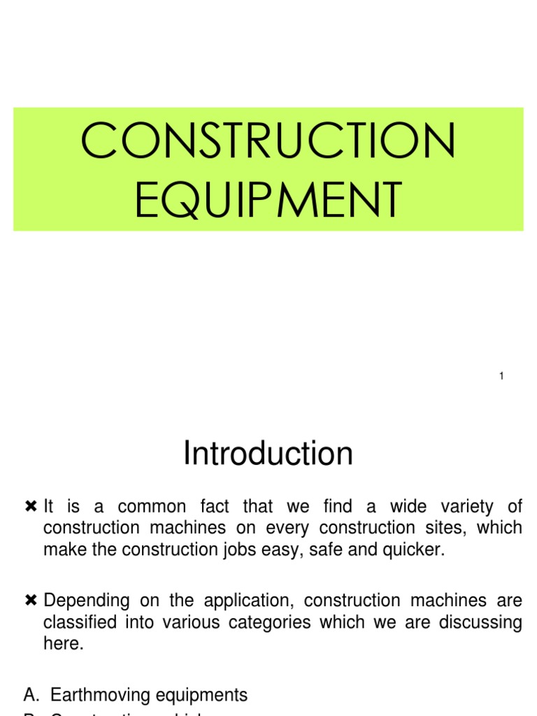 Types of Construction Equipment Guide | PDF | Crane (Machine) | Loader ...