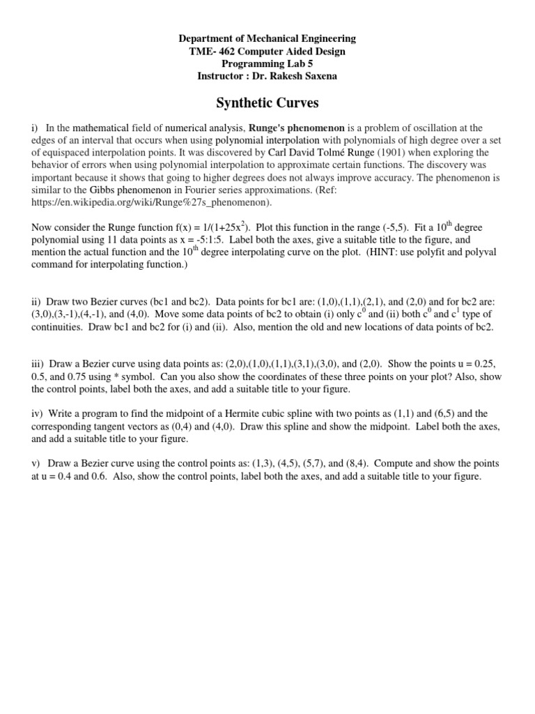 Cad Cam Matlab Programming Pdf Interpolation Mathematical Relations 