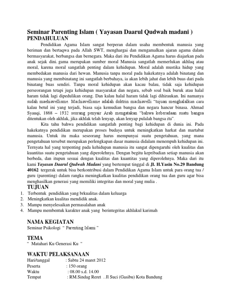 Contoh Proposal Parenting I | PDF