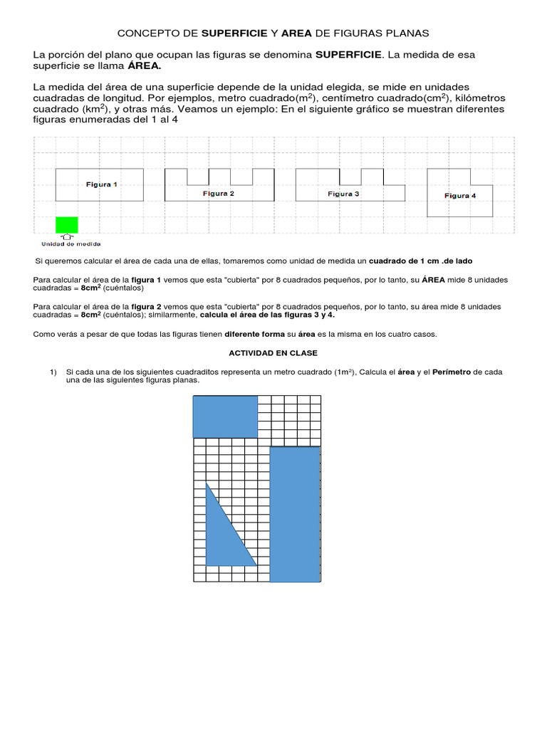 Concepto de Superficie y Area de Figuras Planas