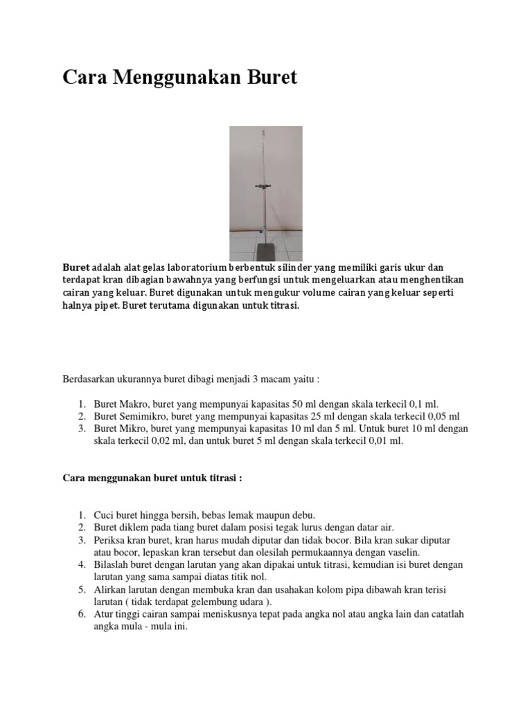 Cara Menggunakan Buret | PDF