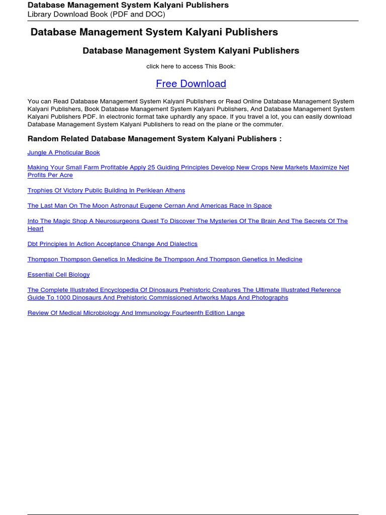 Database Management System Kalyani Publishers PDF | PDF