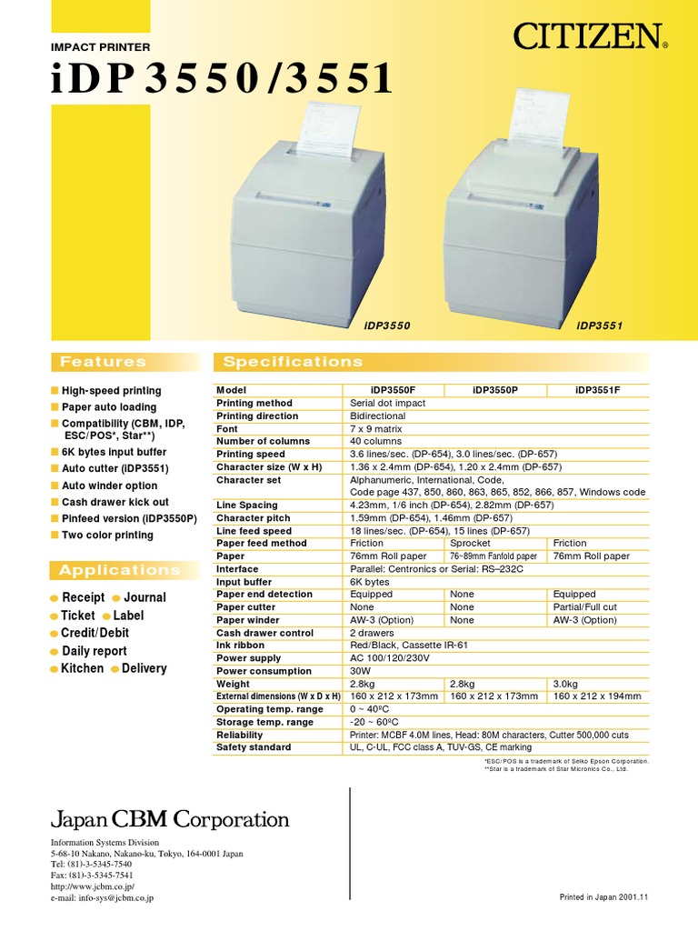 Idp3550 3551 | PDF | Printer (Computing) | Office Equipment