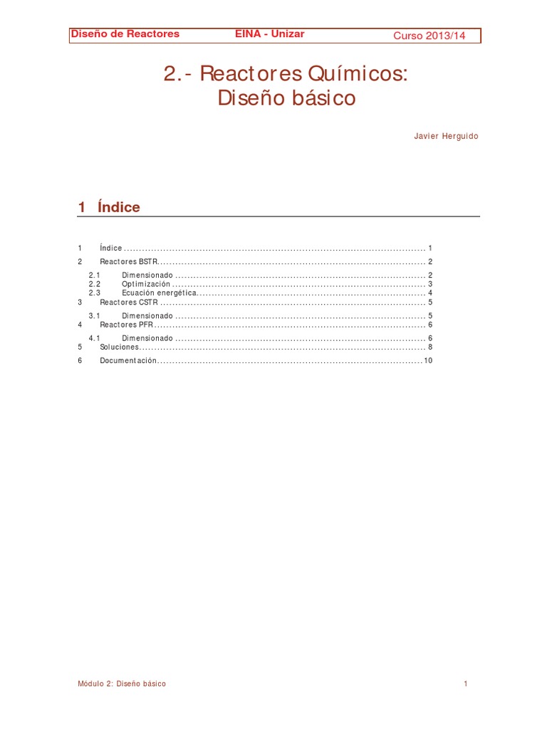 Diseño Basico de Reactores | PDF | Reactor Quimico | Cinética química