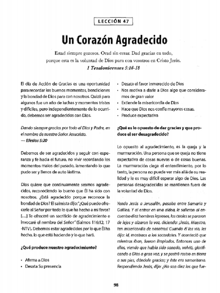 Un Corazon Agradecido - 52 Lecciones de Vida 7 | PDF