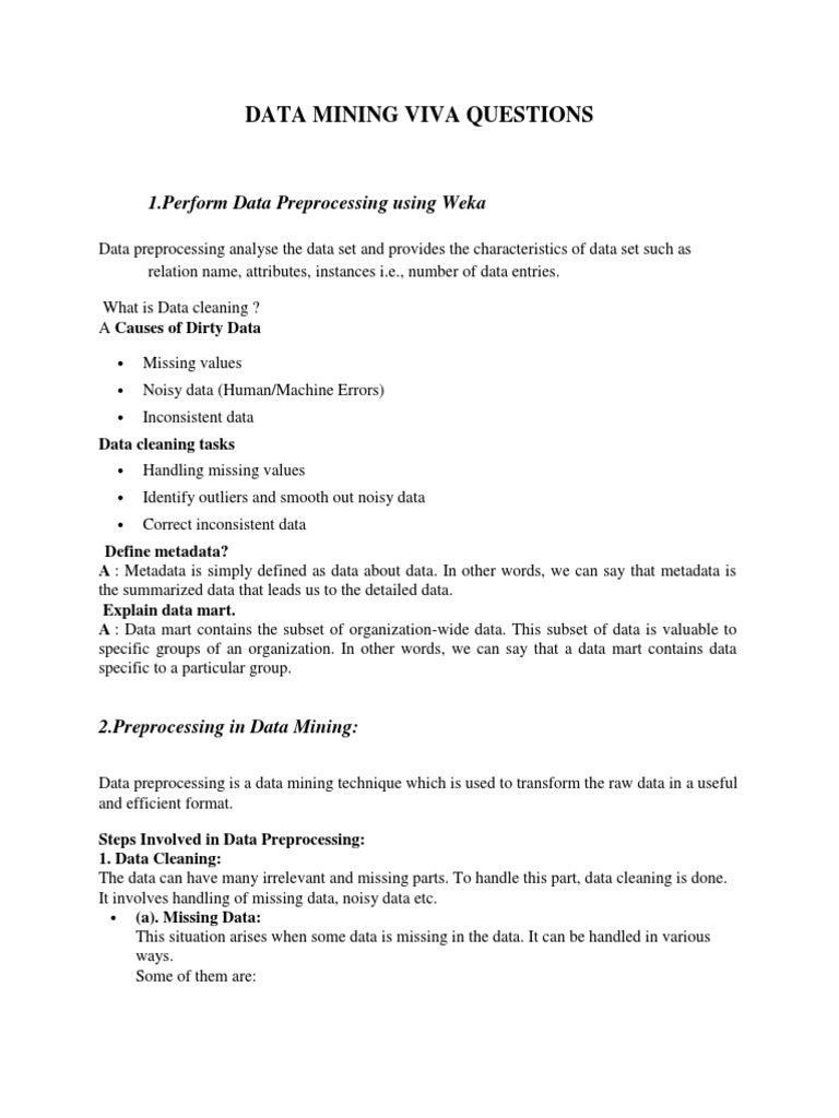 Data Mining Viva Questions and Answers | PDF | Data Warehouse | Cluster ...