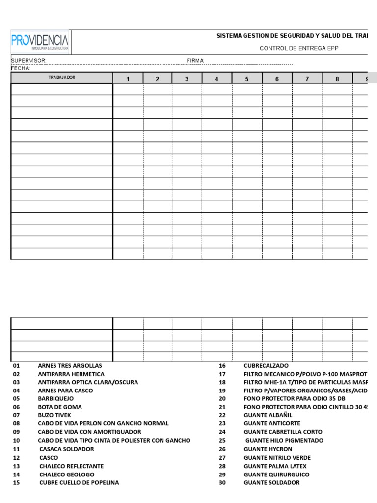 Formato Entrega de EPP Supervisor | PDF