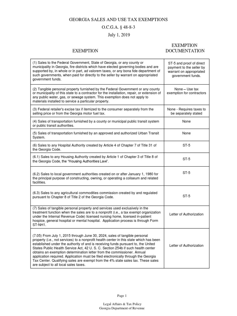Georgia Sales Tax Exemption Guidelines | PDF | Sales Tax | 501(C ...