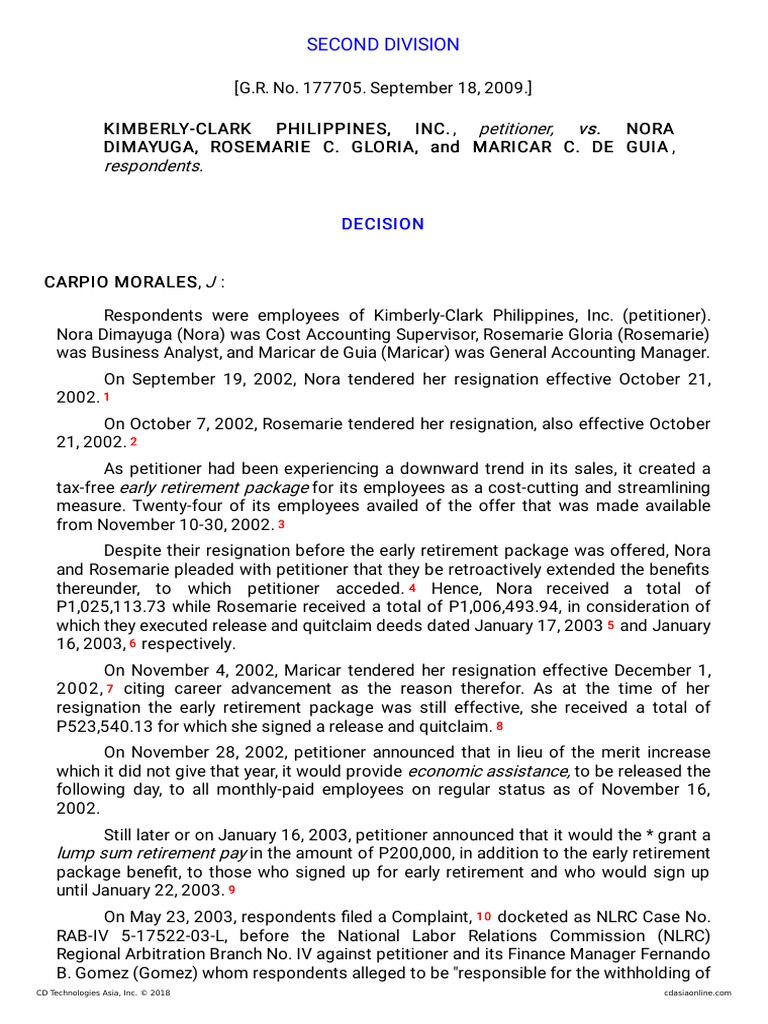 28 Kimberly-Clark Philippines, Inc. v. Dimayuga PDF | PDF | Employment ...