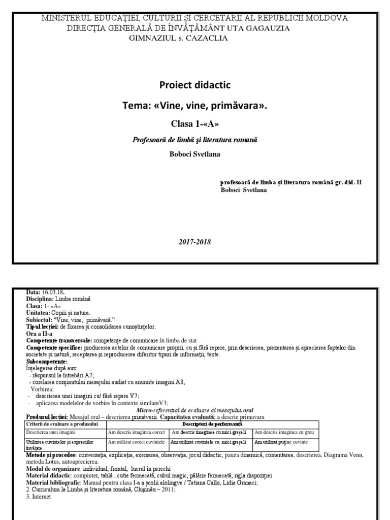 Proiect Didactic | PDF