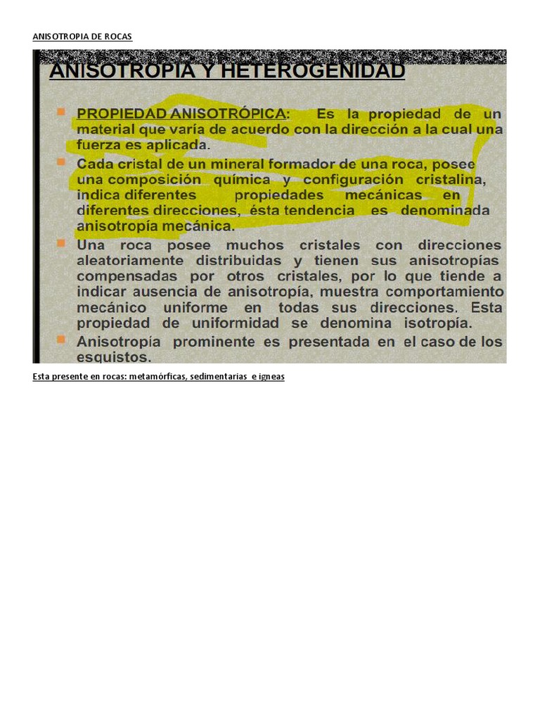 Anisotropia de Rocas | PDF | Presión | Expansión térmica